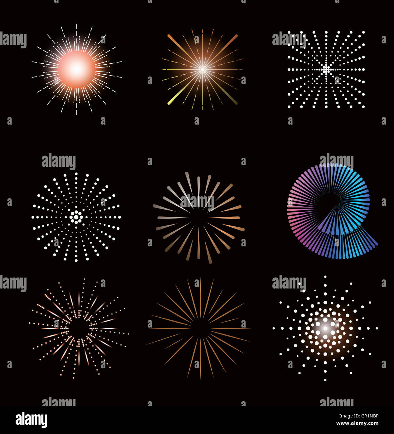 Various patterns of light against black Stock Photo - Alamy
