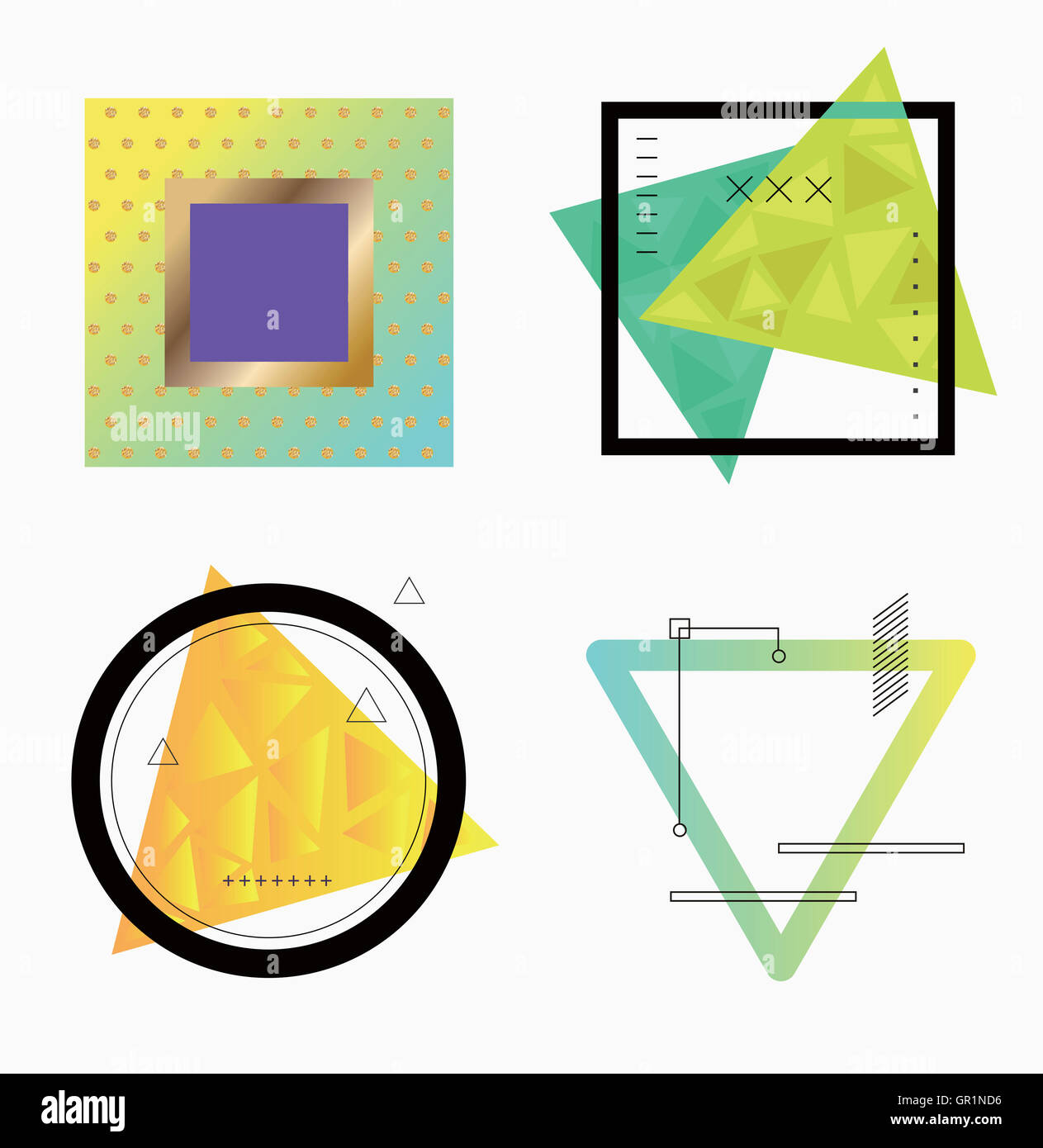 Circle, triangle and square with color gradation Stock Photo - Alamy