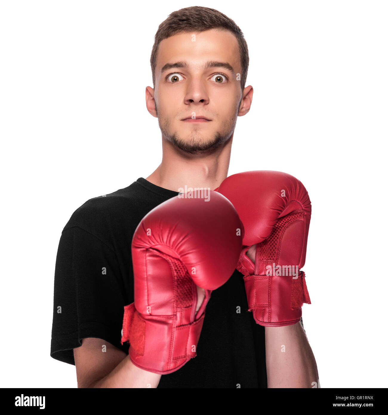 Young man wearing boxing gloves hi-res stock photography and images - Alamy