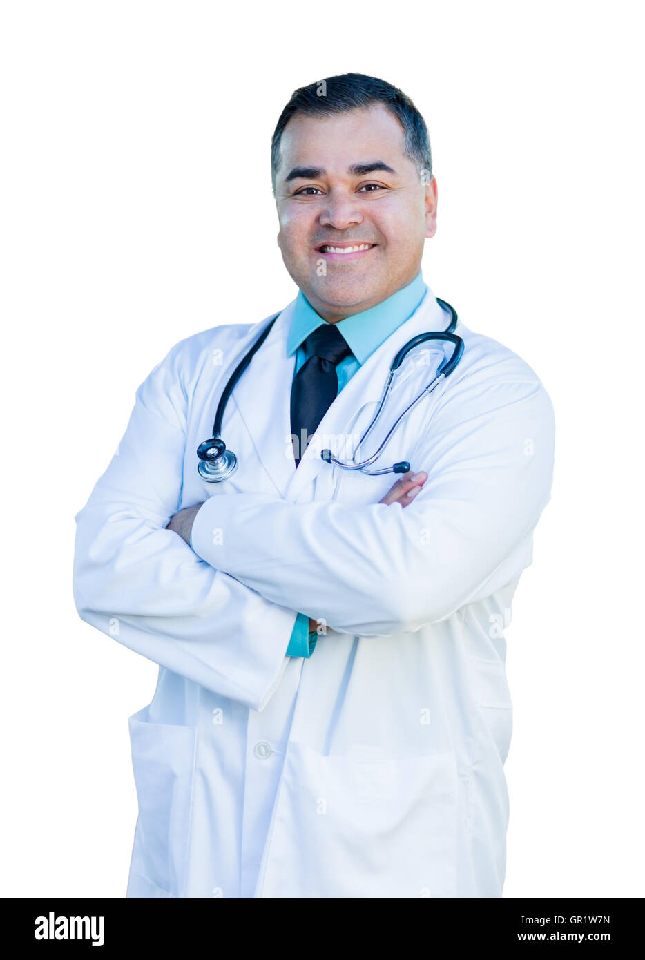 Attractive Hispanic Male Doctor or Nurse Isolated on a White Background ...