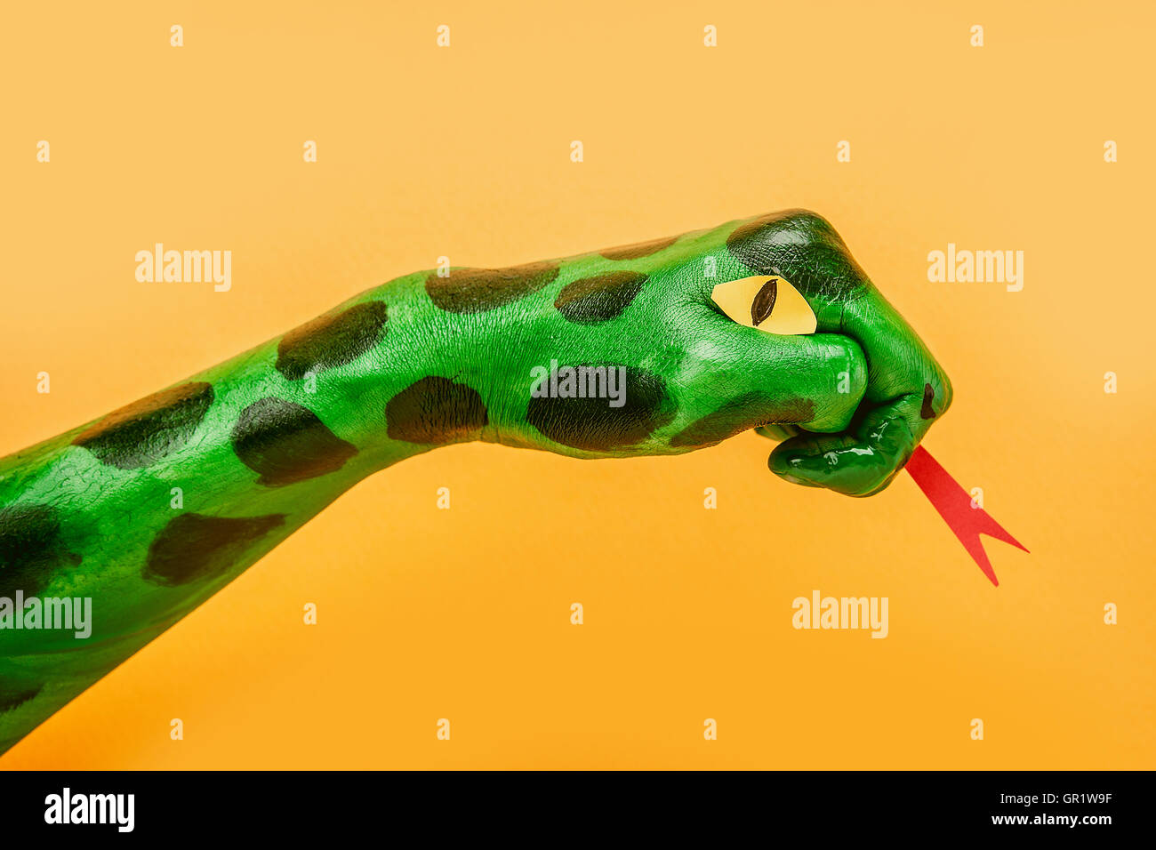 Snake by finger art Stock Photo - Alamy