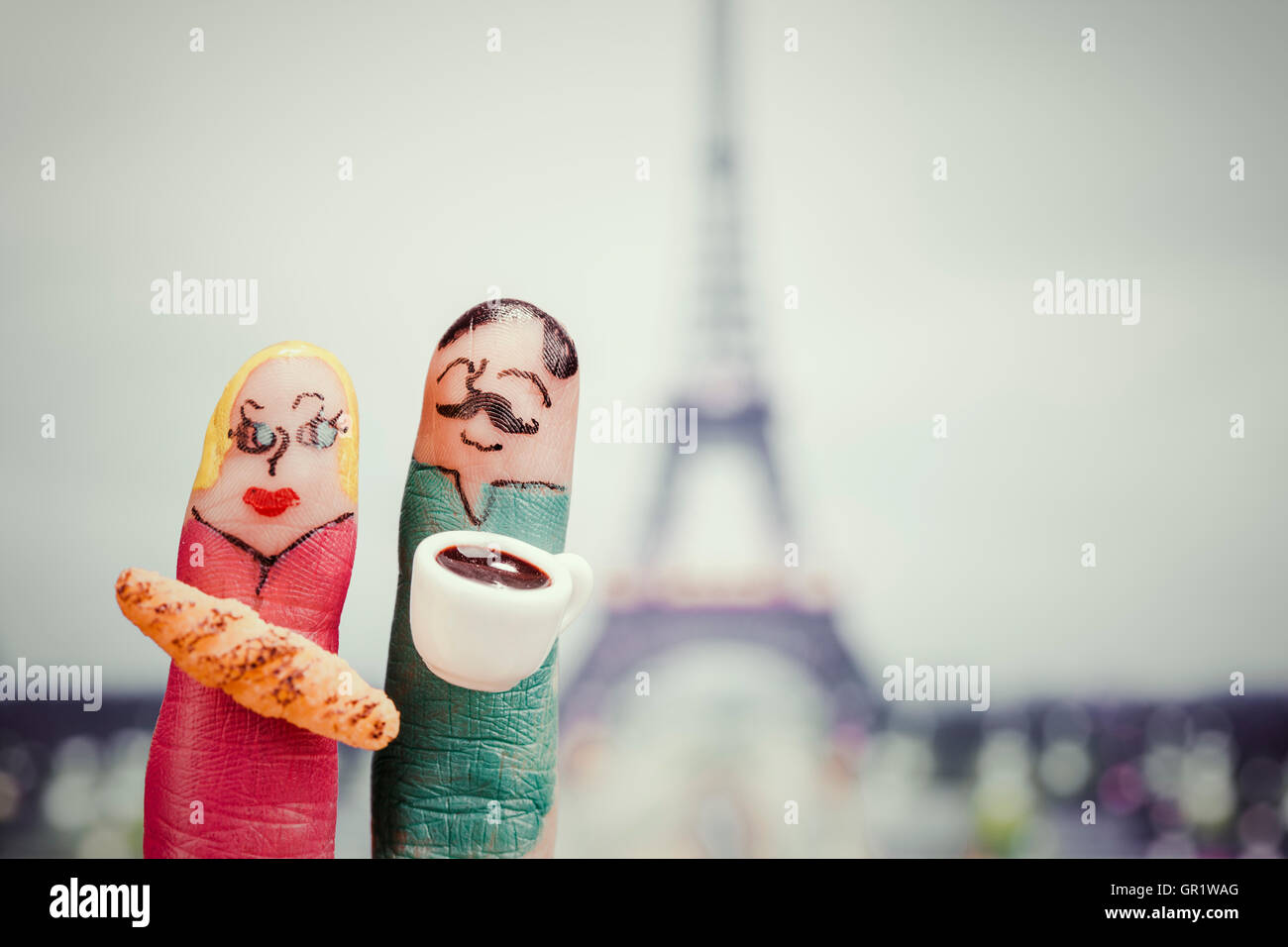 Smiling couple, finger art Stock Photo - Alamy