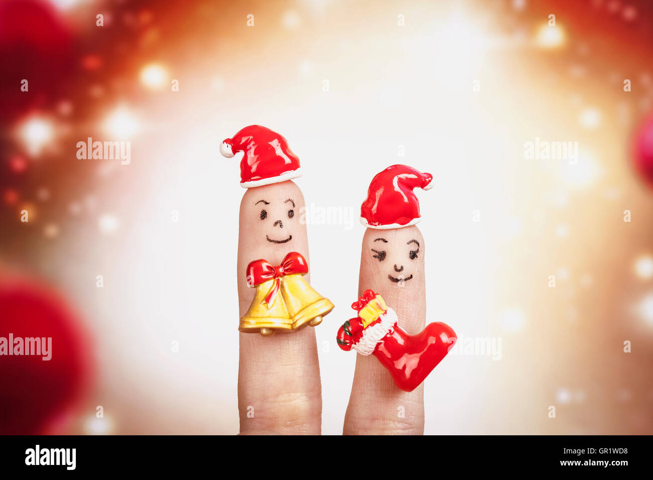 Smiling couple, finger art Stock Photo - Alamy