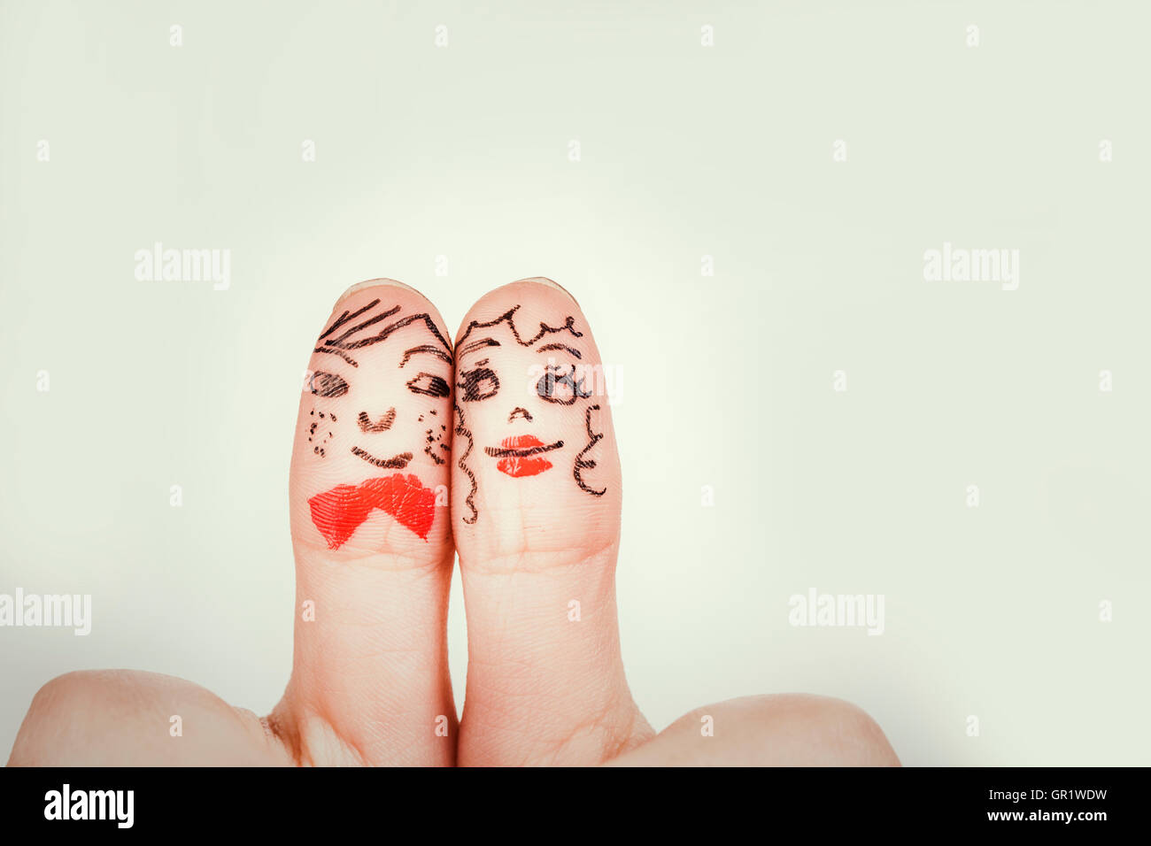 Loving couple, finger art Stock Photo - Alamy
