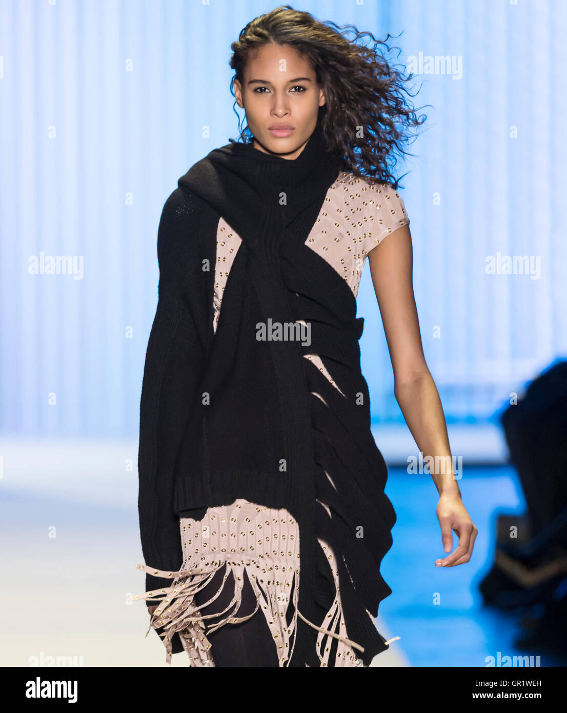 New York City, USA - February 13, 2016: A model walks the runway at the ...