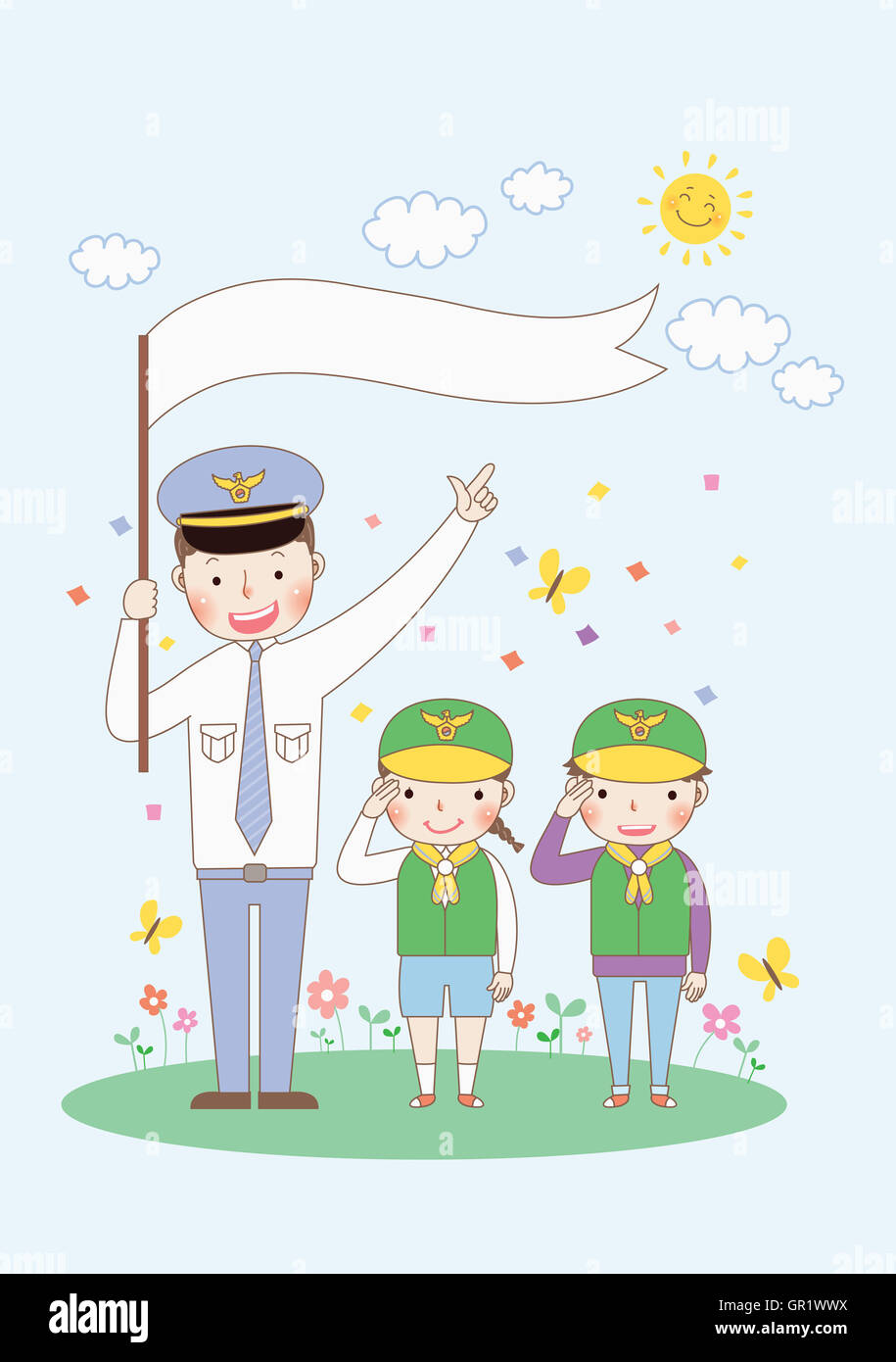 Police officer with kids Stock Photo - Alamy