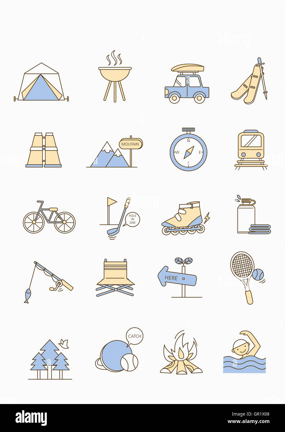 Icons related to leisure activities Stock Photo - Alamy