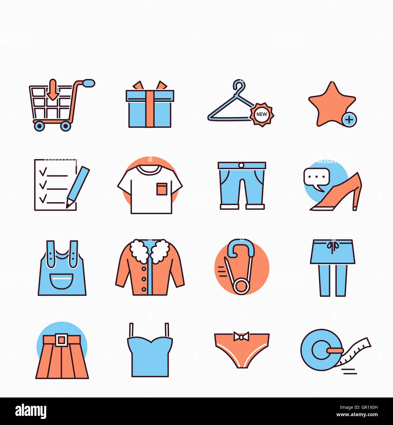Icons of shopping items Stock Photo - Alamy