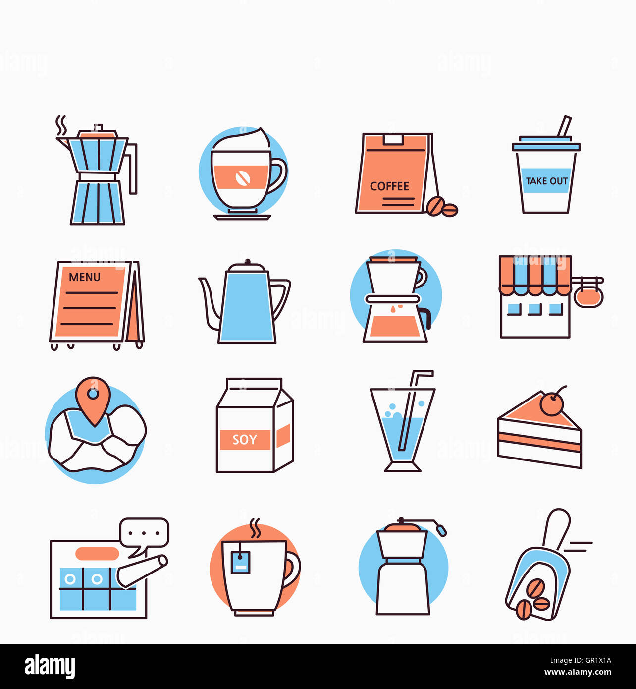 Icons related to cafe Stock Photo - Alamy