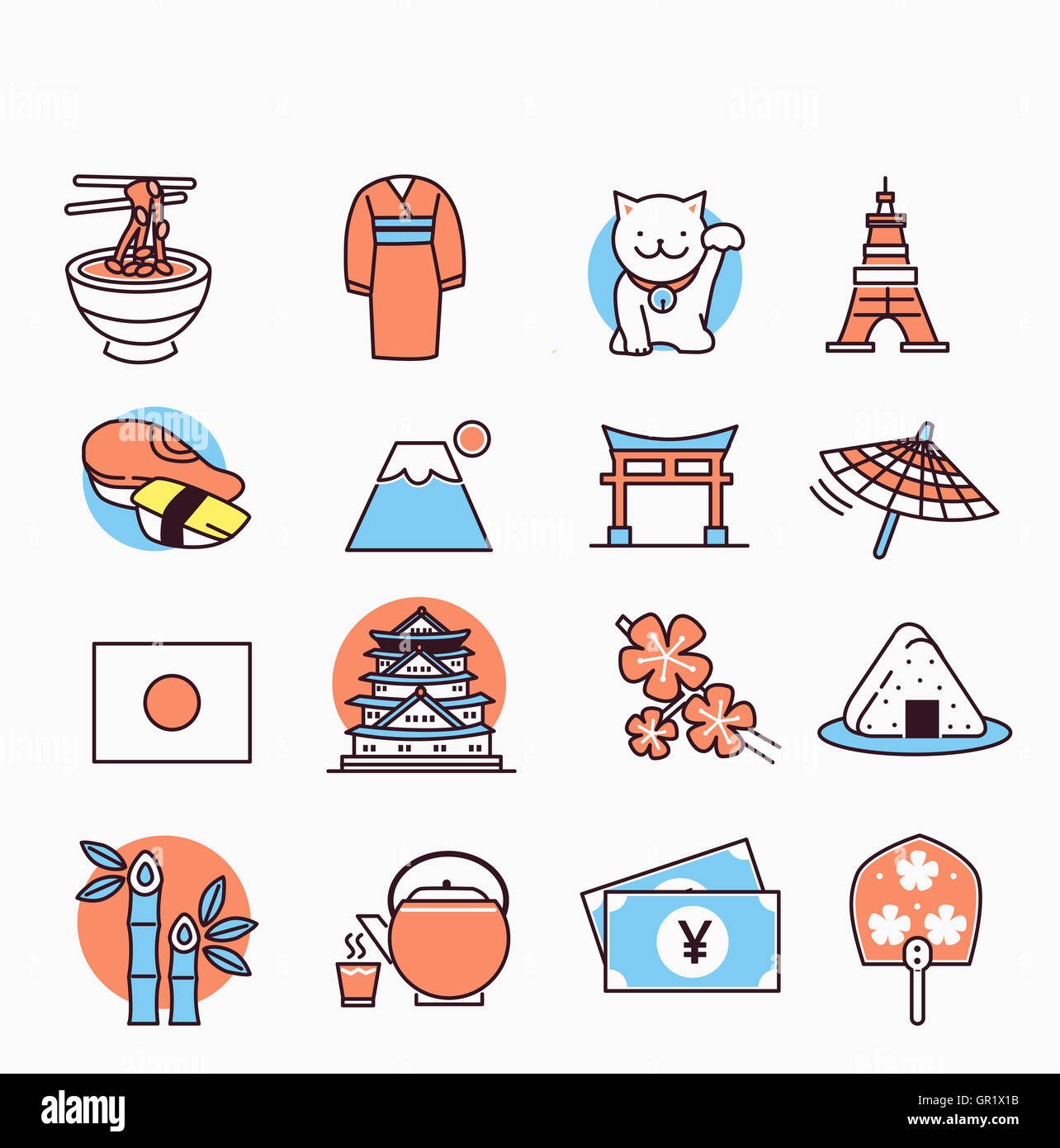 Icons of Japanese culture Stock Photo - Alamy