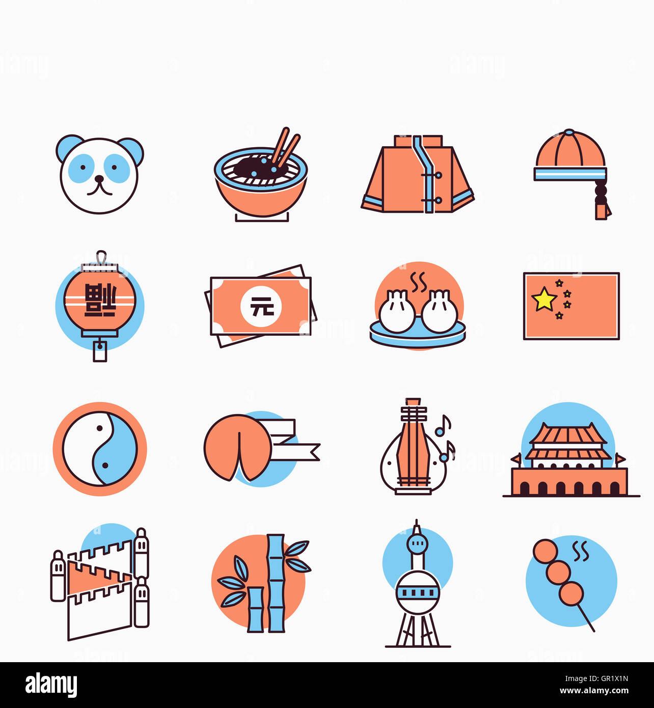 Icons related to Chinese culture Stock Photo - Alamy