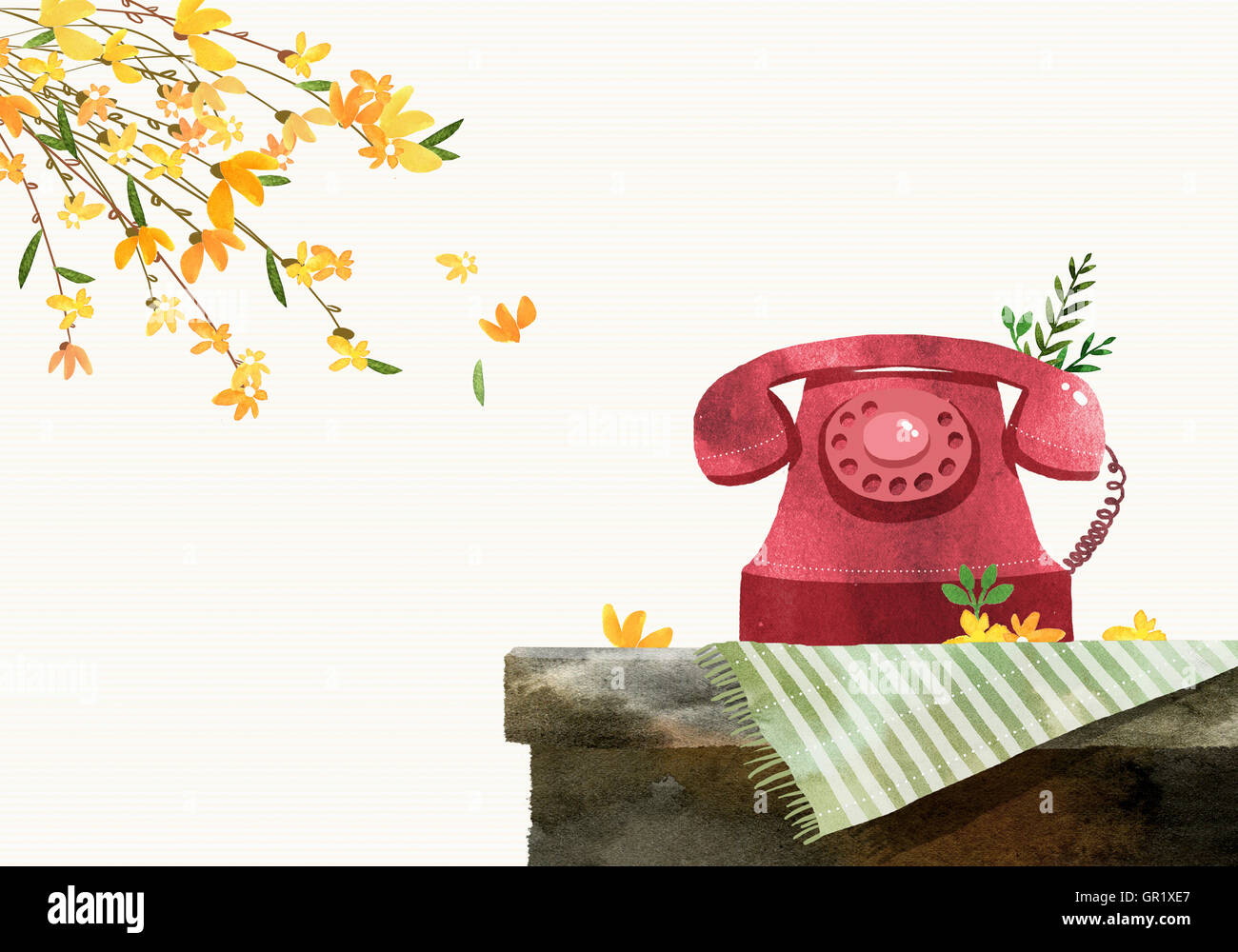Telephone with flowers Stock Photo - Alamy