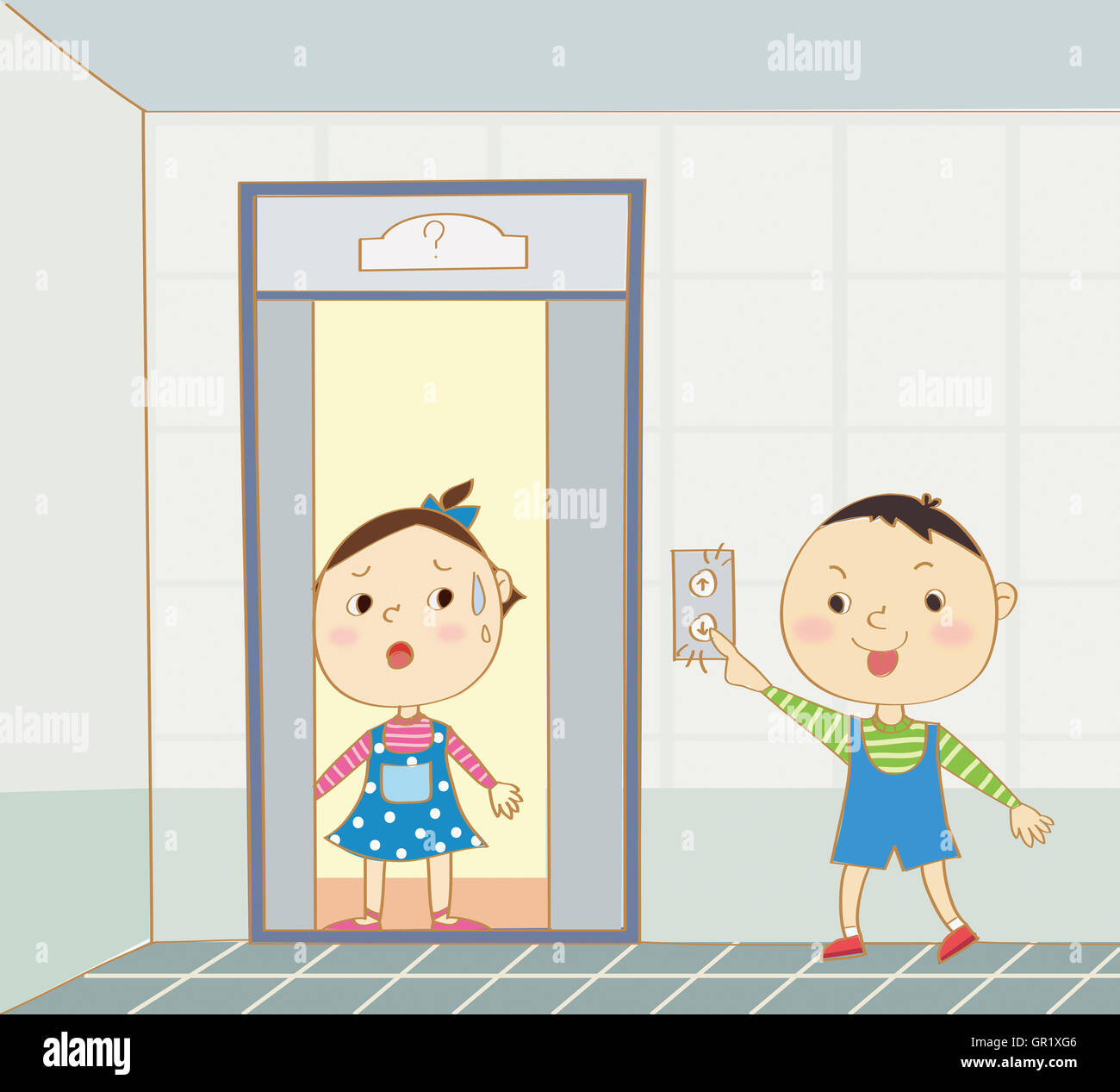 Caution of elevator safety accident Stock Photo - Alamy