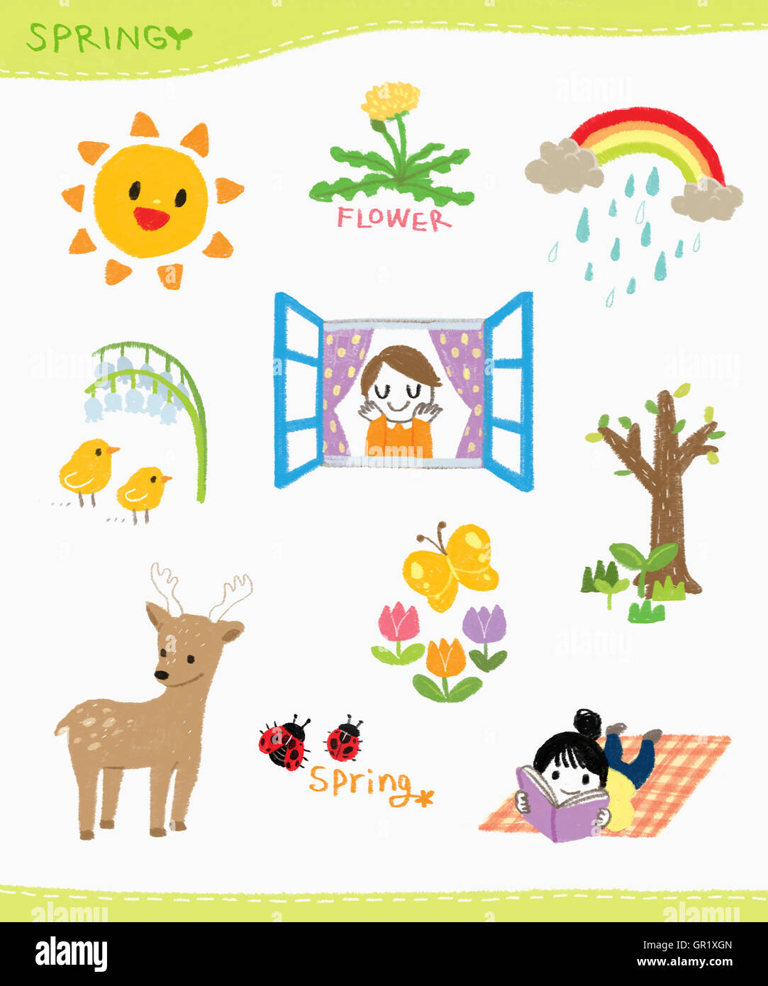 Various spring stickers Stock Photo - Alamy