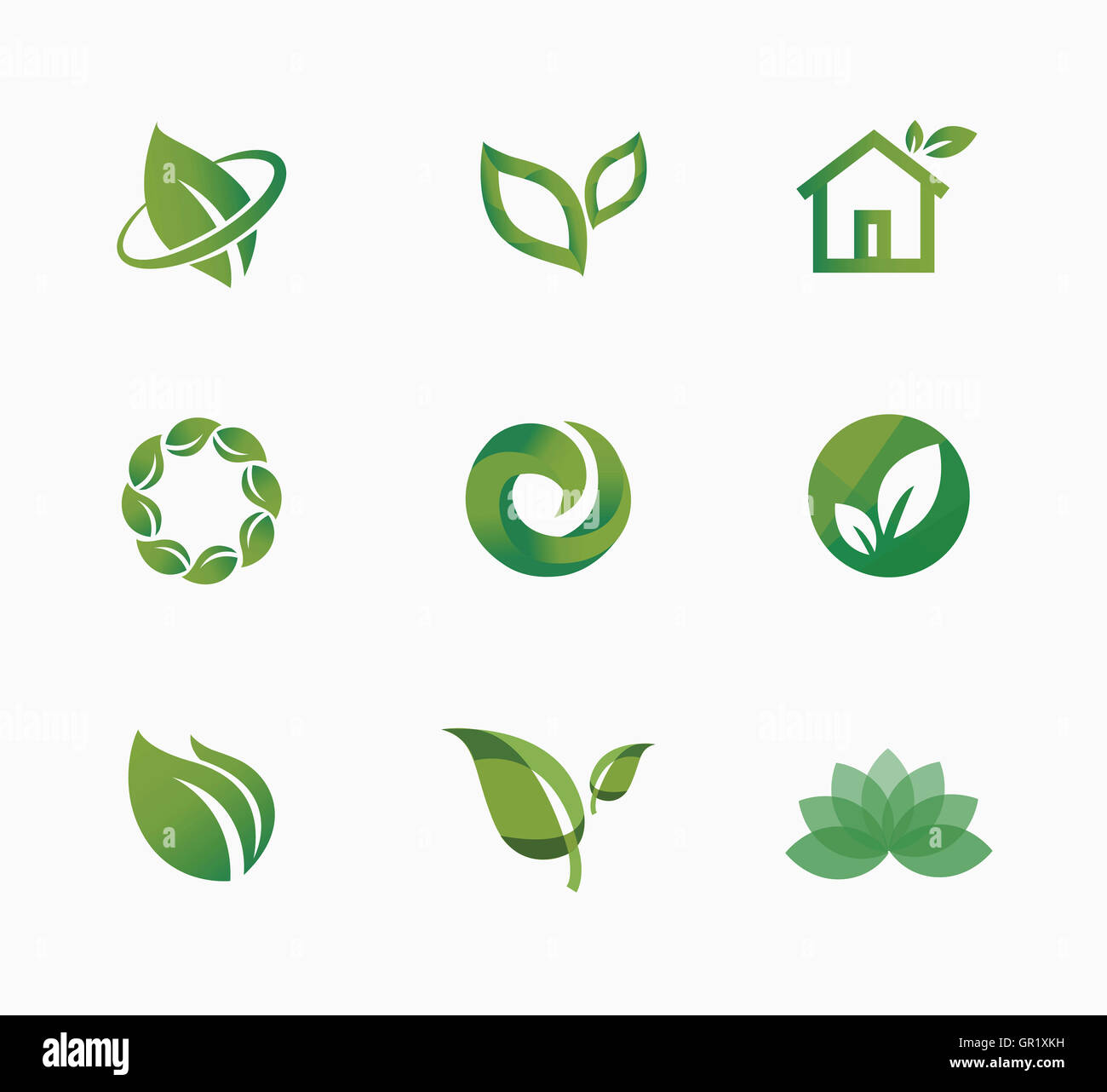 Various green icons Stock Photo - Alamy