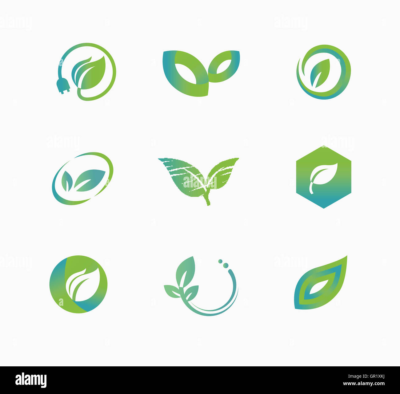 Various green icons Stock Photo - Alamy
