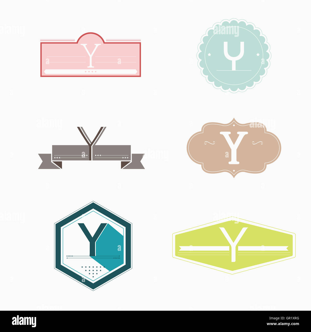 Emblems with alphabet Y Stock Photo - Alamy