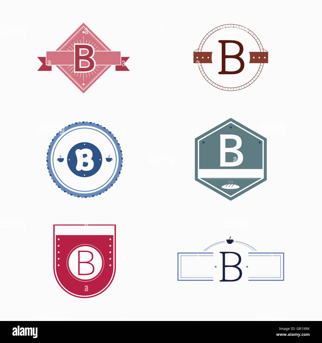 Emblems with alphabet B Stock Photo - Alamy