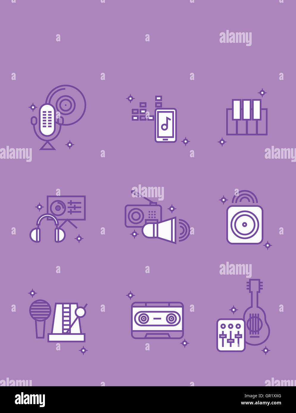 Icons related to music Stock Photo - Alamy