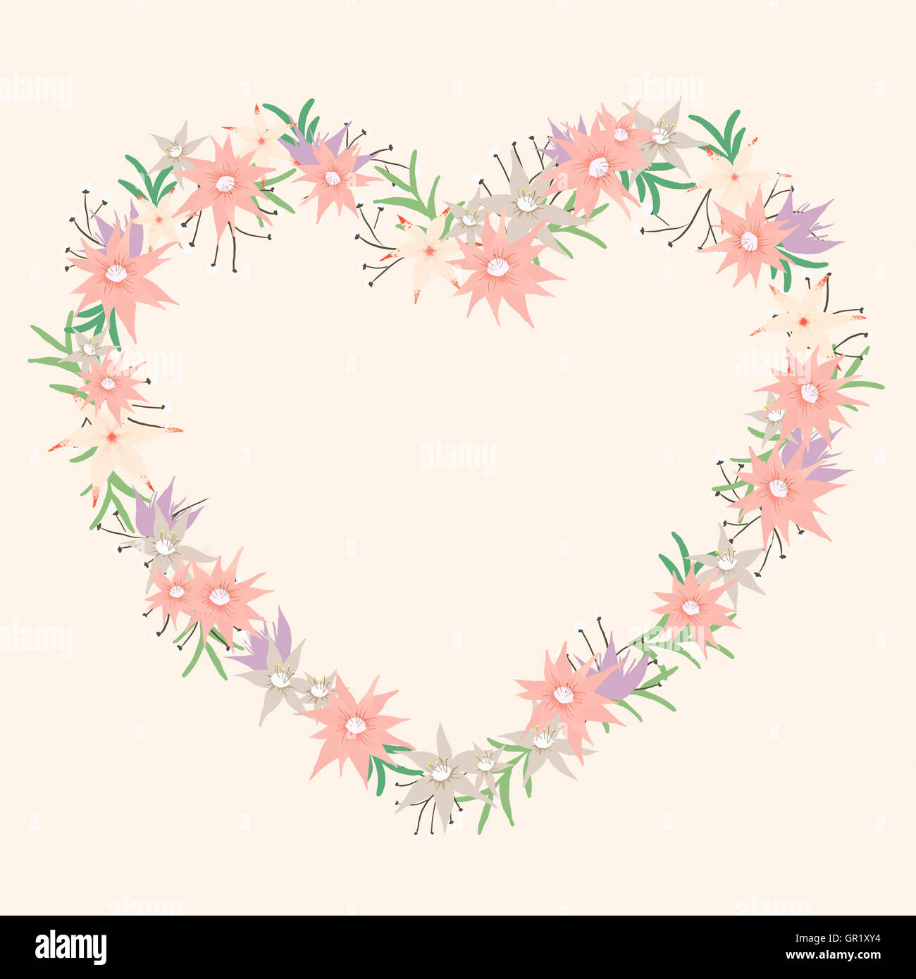 Heart frame with flowers Stock Photo - Alamy