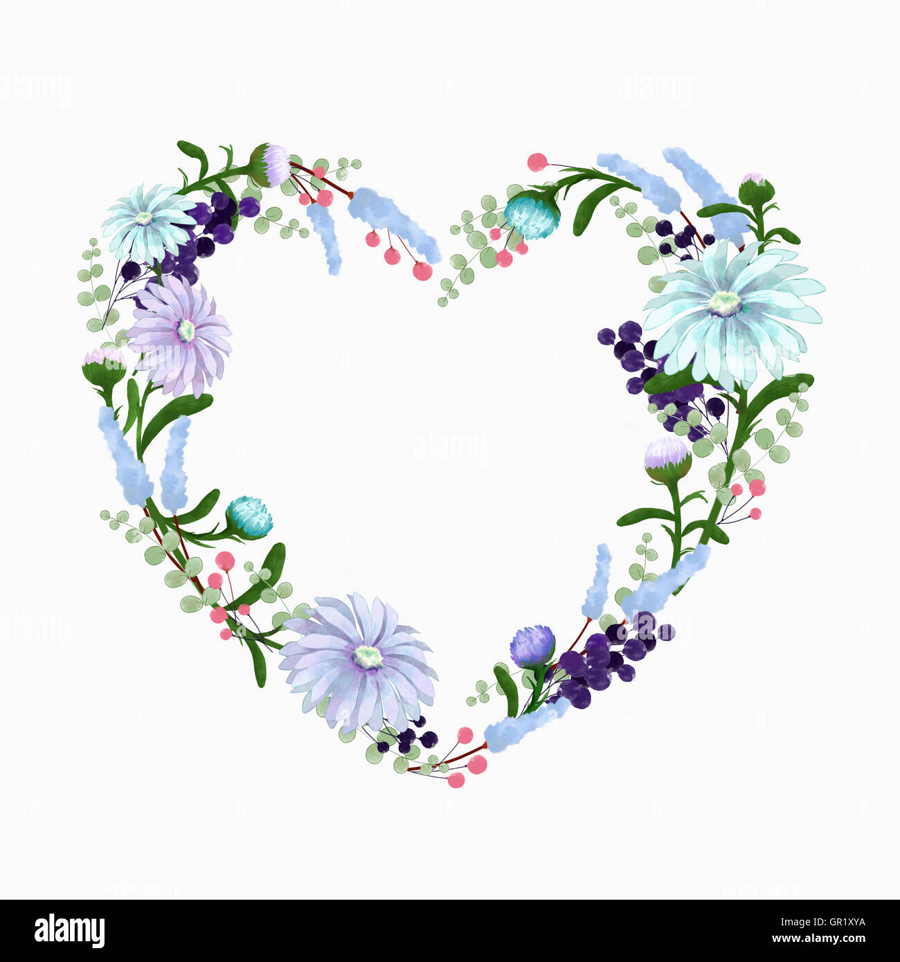 Heart frame with flowers Stock Photo - Alamy