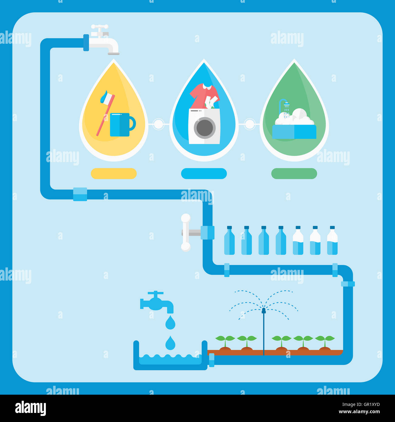 Illustration of saving water Stock Photo - Alamy
