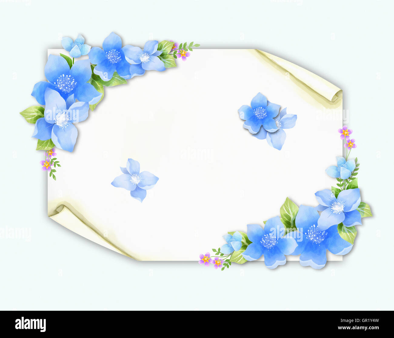 Paper with watercolor flowers Stock Photo - Alamy