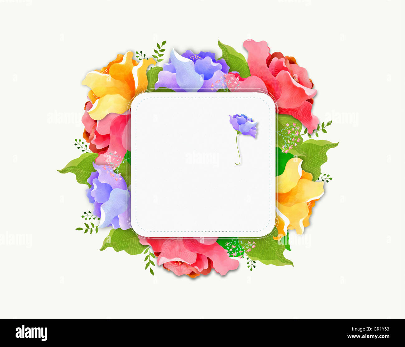 Frame with spring flowers Stock Photo - Alamy