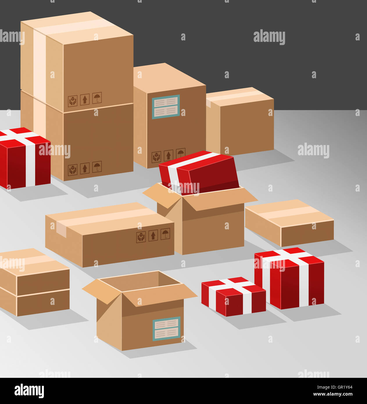 Various delivery boxes Stock Photo - Alamy