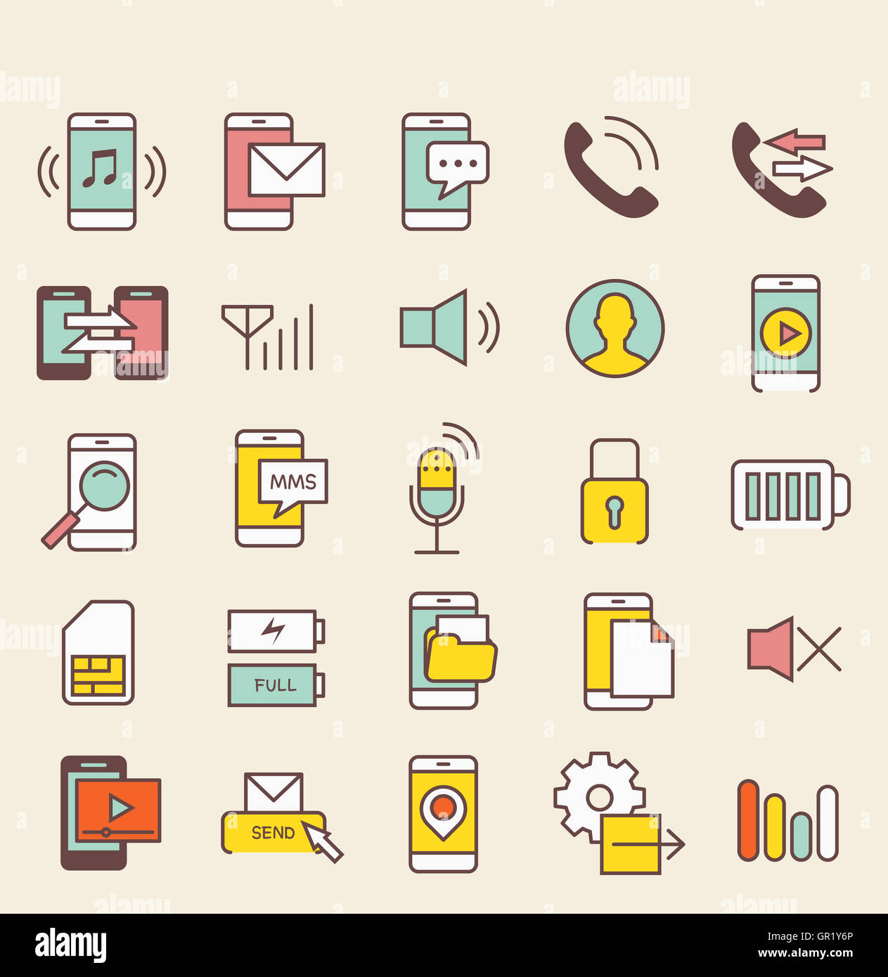 Mobile icon set Stock Photo - Alamy