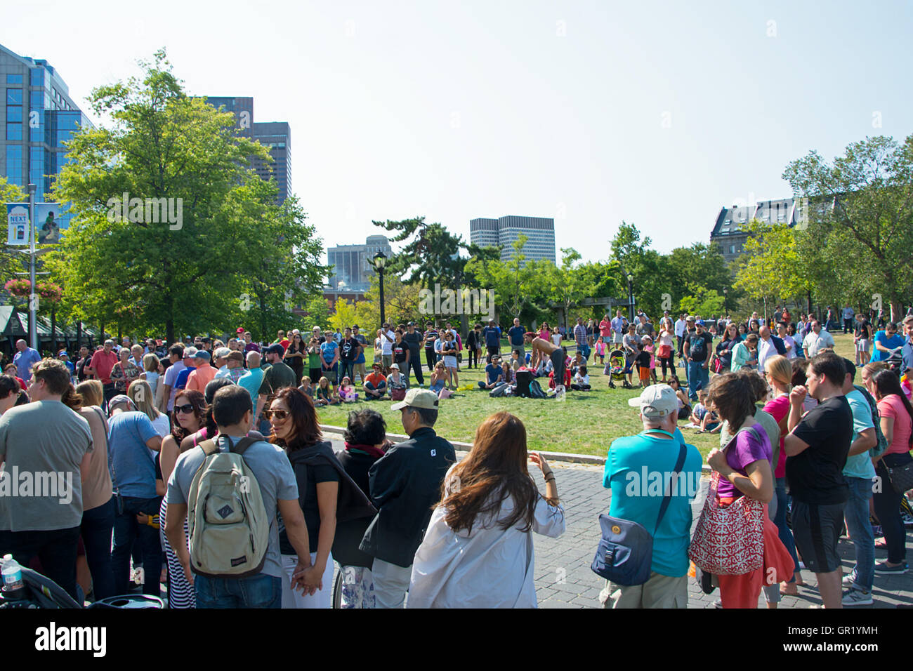 Crowd of People in Boston watching Street Performers Stock Photo - Alamy