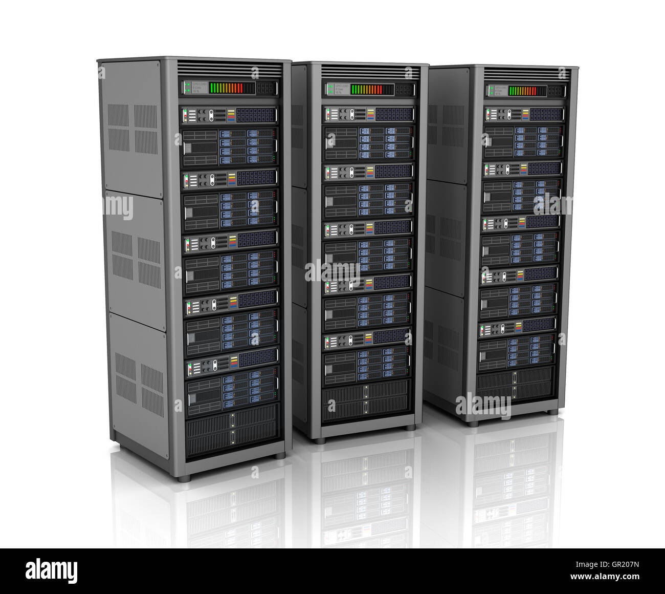 Server rack cluster in data Cut Out Stock Images & Pictures - Alamy