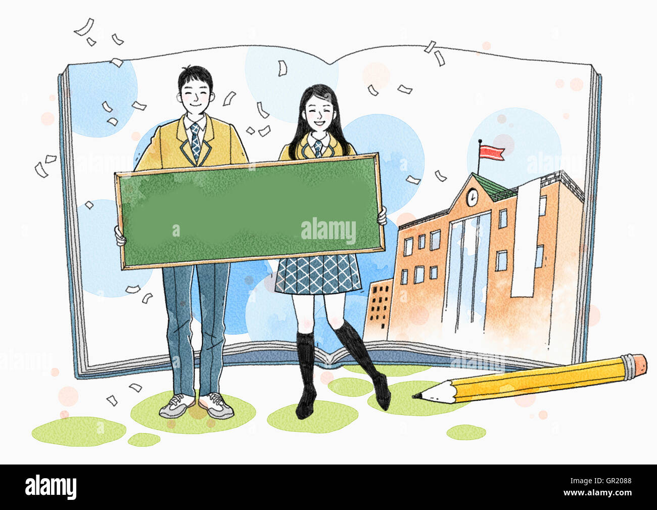 Illustration related to celebrating new school semester Stock Photo - Alamy