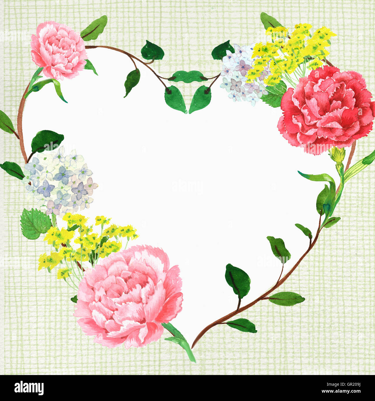 Heart frame with flowers Stock Photo - Alamy