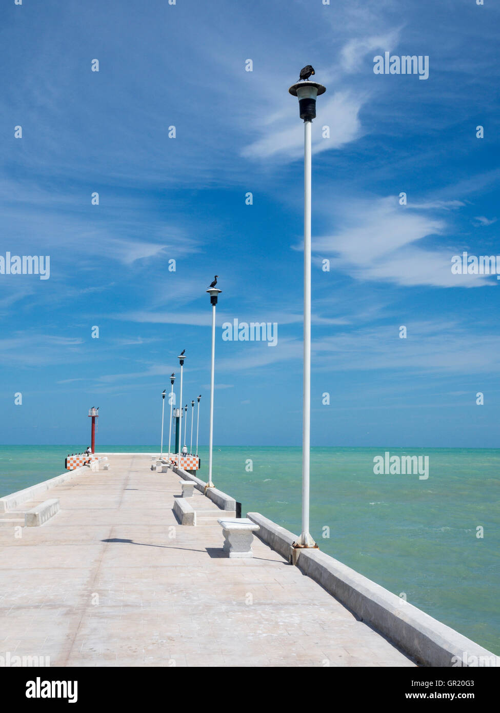 New Pier at El Cuyo. The new concrete pier in this small fishing ...
