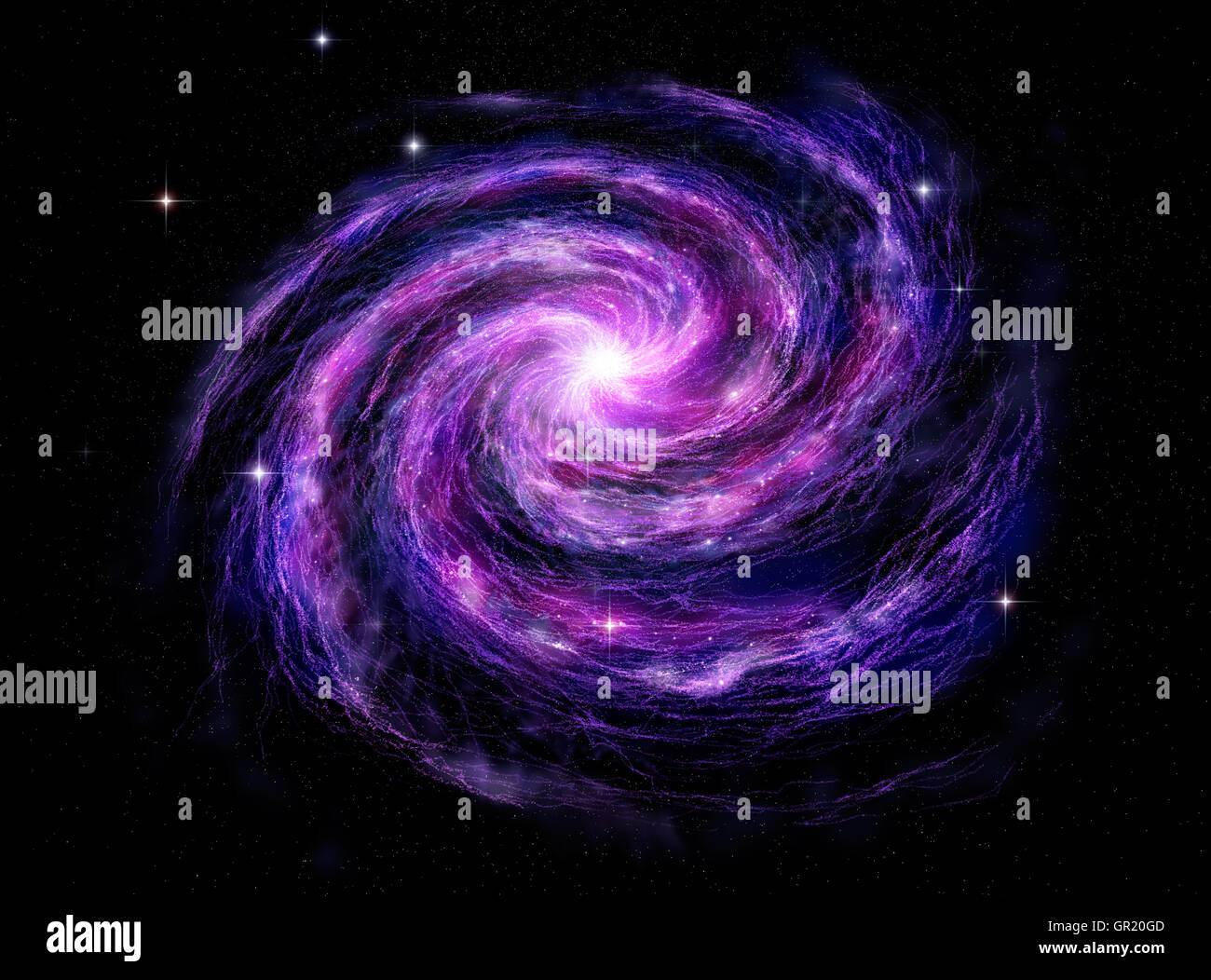 Spiral galaxy, 3D illustration of deep space object Stock Photo - Alamy
