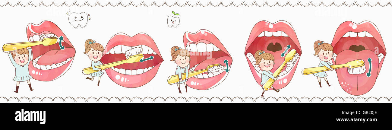 Process of brushing teeth Stock Photo - Alamy