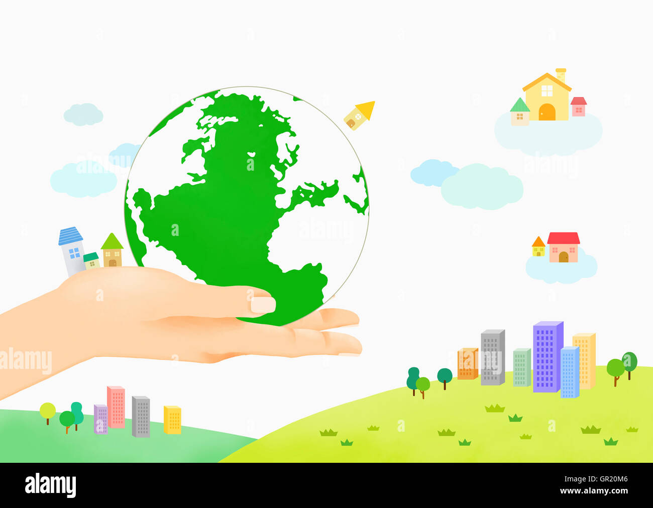 Environmental protection campaign with hand holding earth Stock Photo ...