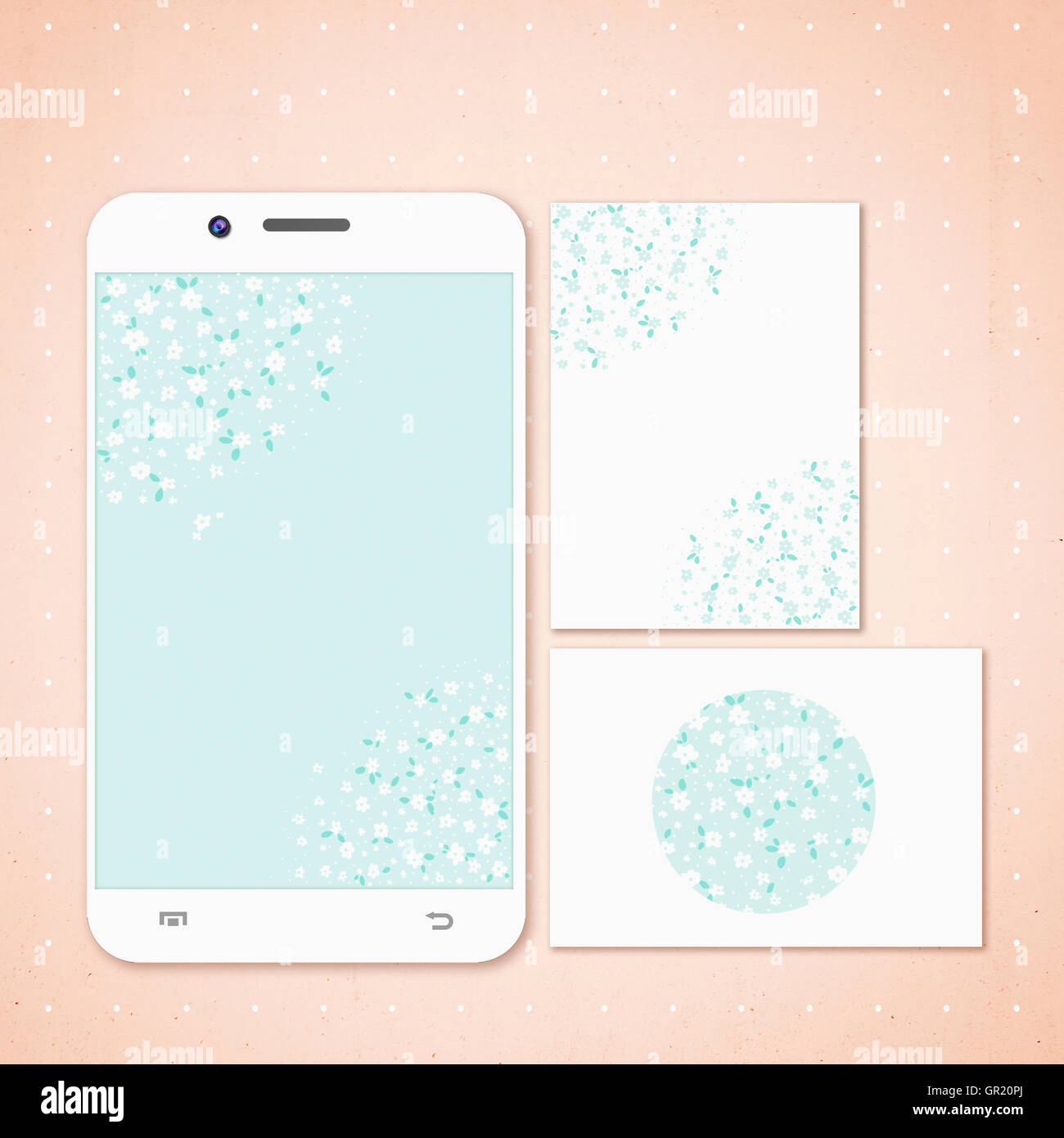 Smartphone and cards with flower patterns Stock Photo - Alamy