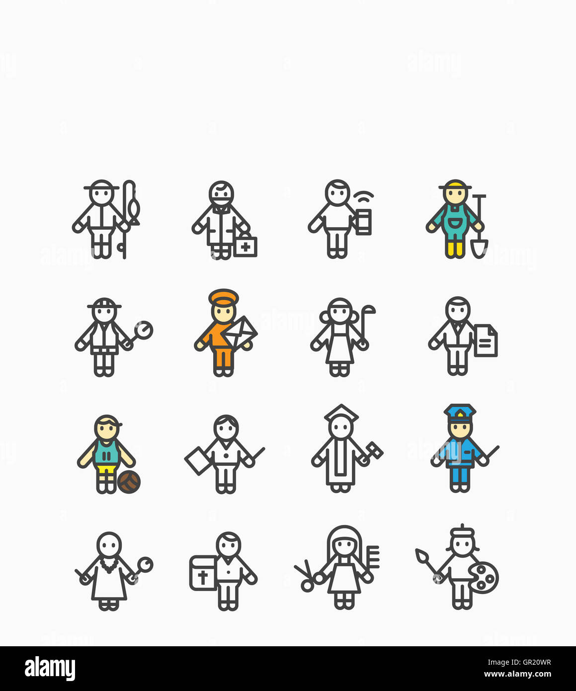 Set of line icons of various career people Stock Photo - Alamy