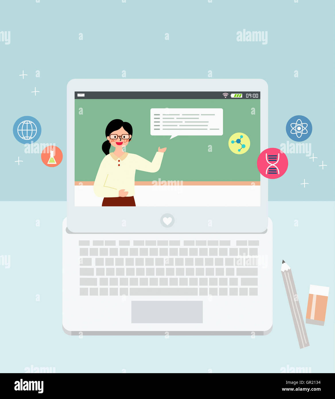 Illustration of e-learning Stock Photo - Alamy