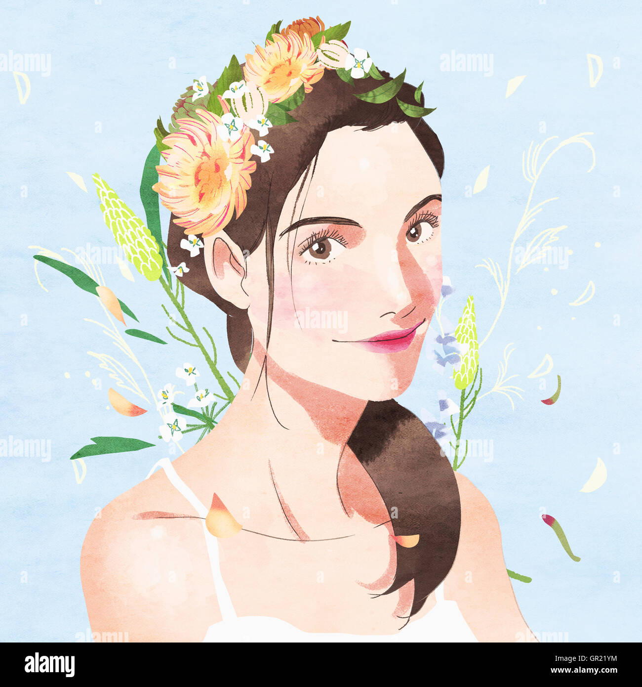 Woman with spring flowers Stock Photo - Alamy