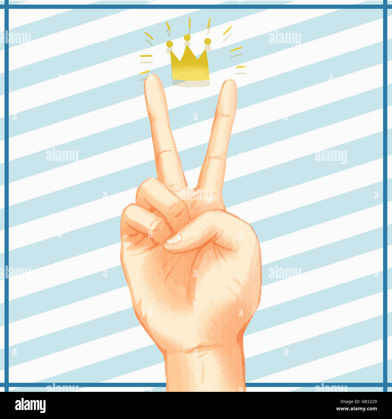 Hand with V sign Stock Photo - Alamy