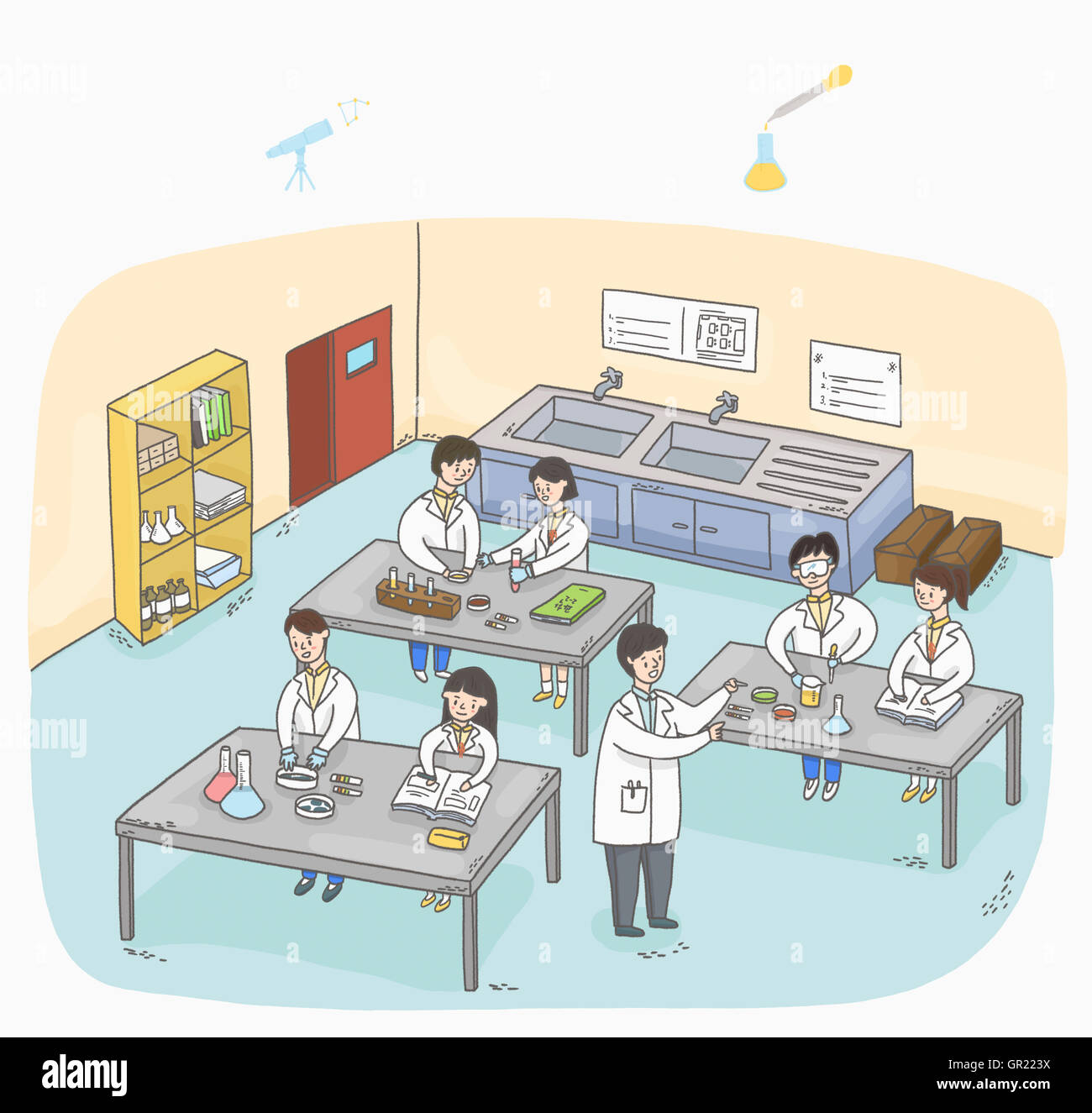 Elementary school science class Stock Photo - Alamy