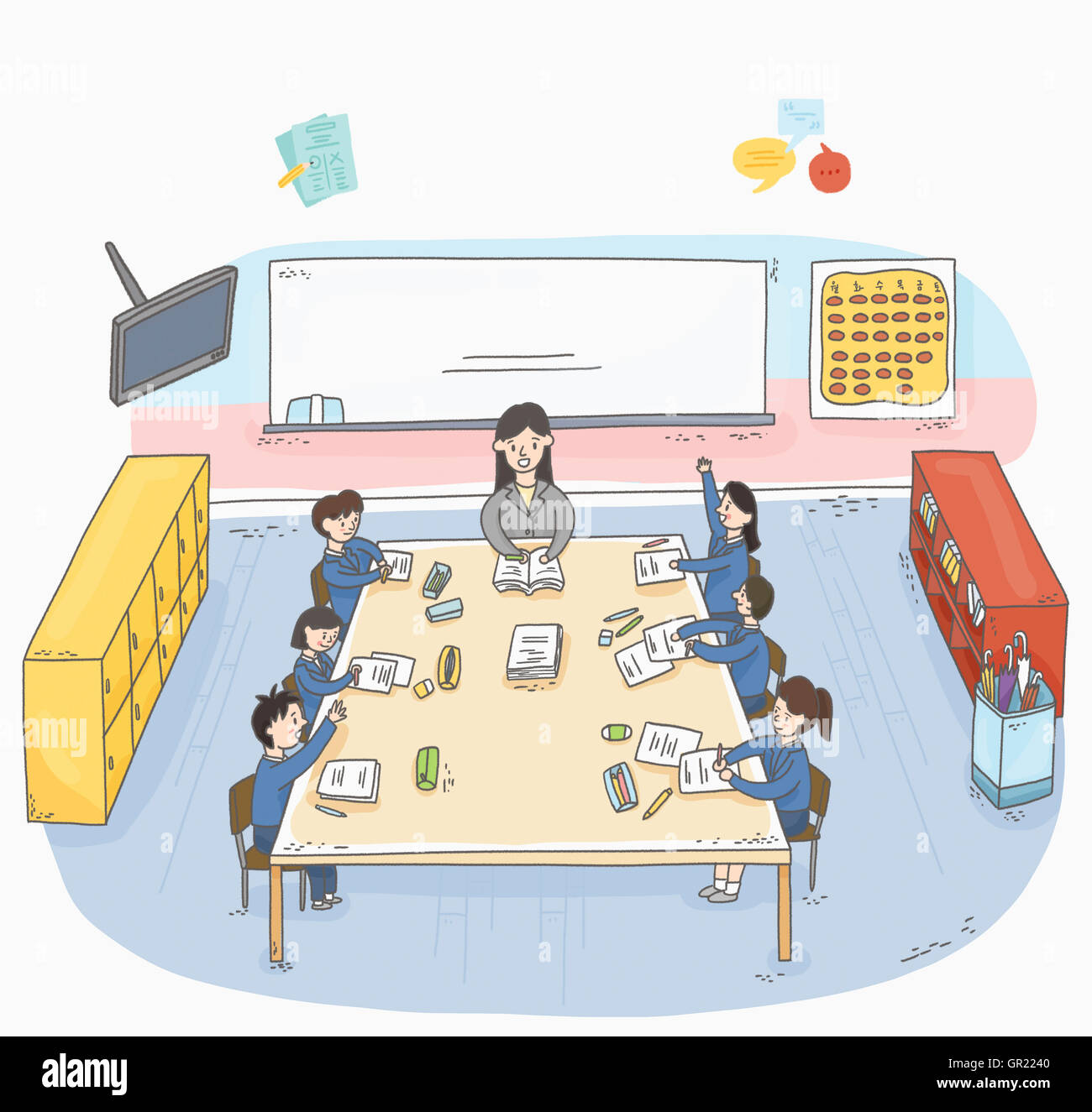 Elementary school class Stock Photo - Alamy