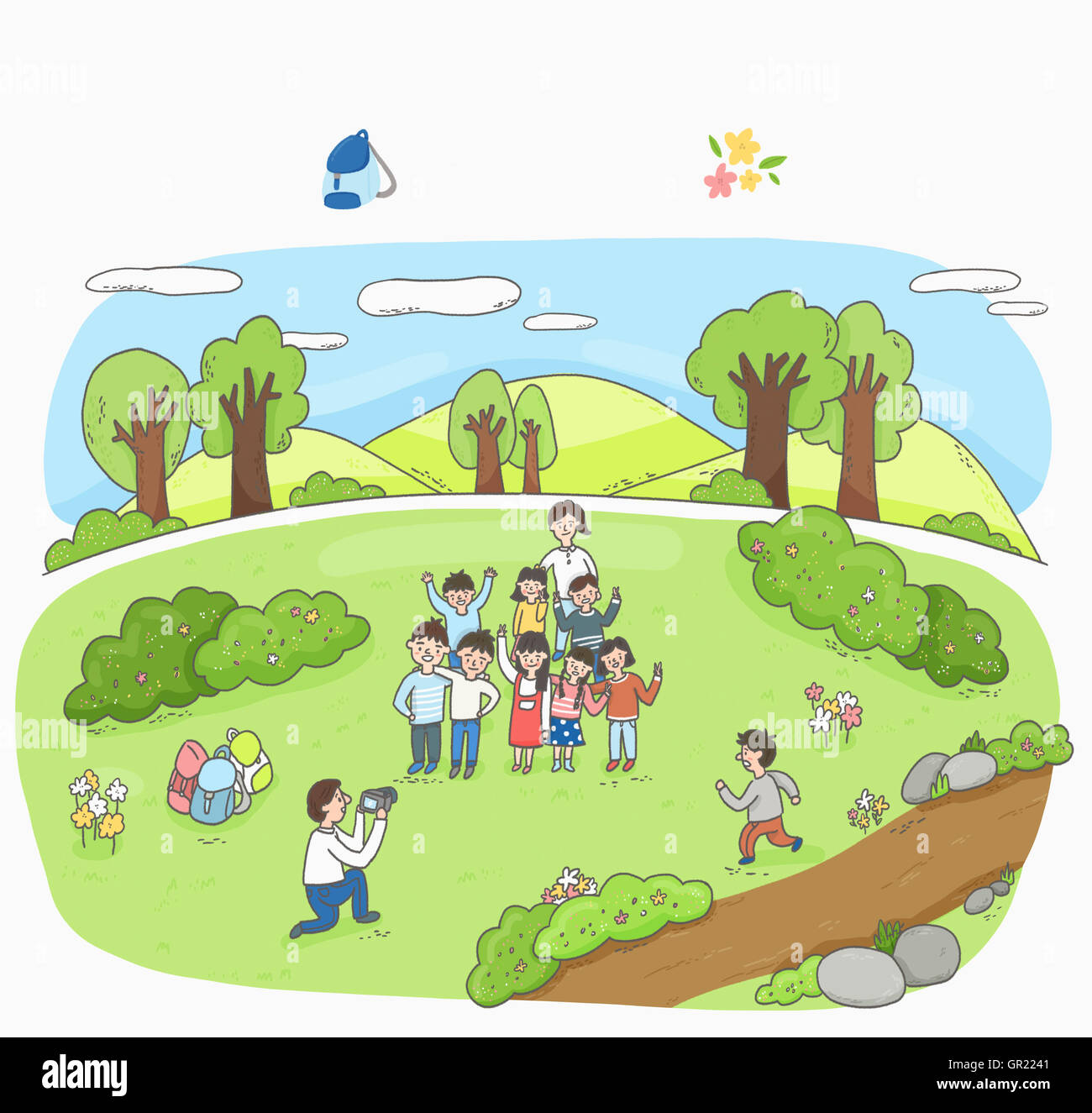 Elementary school picnic Stock Photo - Alamy