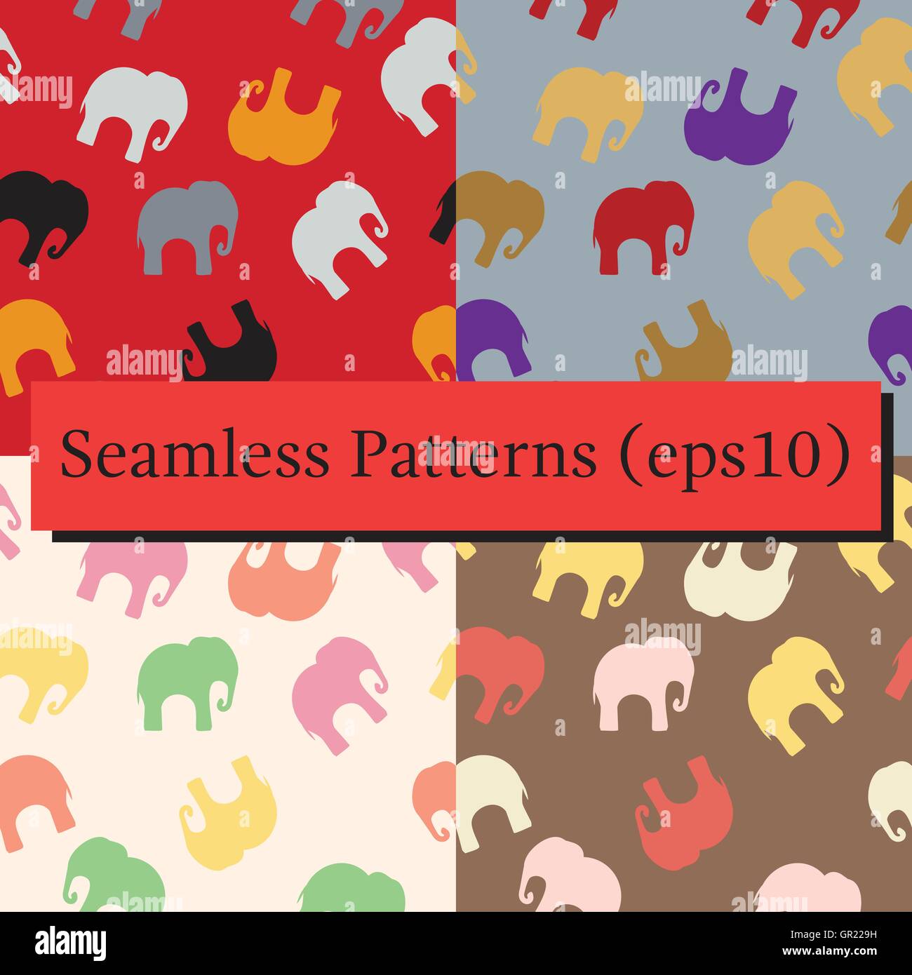 Seamless pattern with colorful elephants for textile, book cover ...