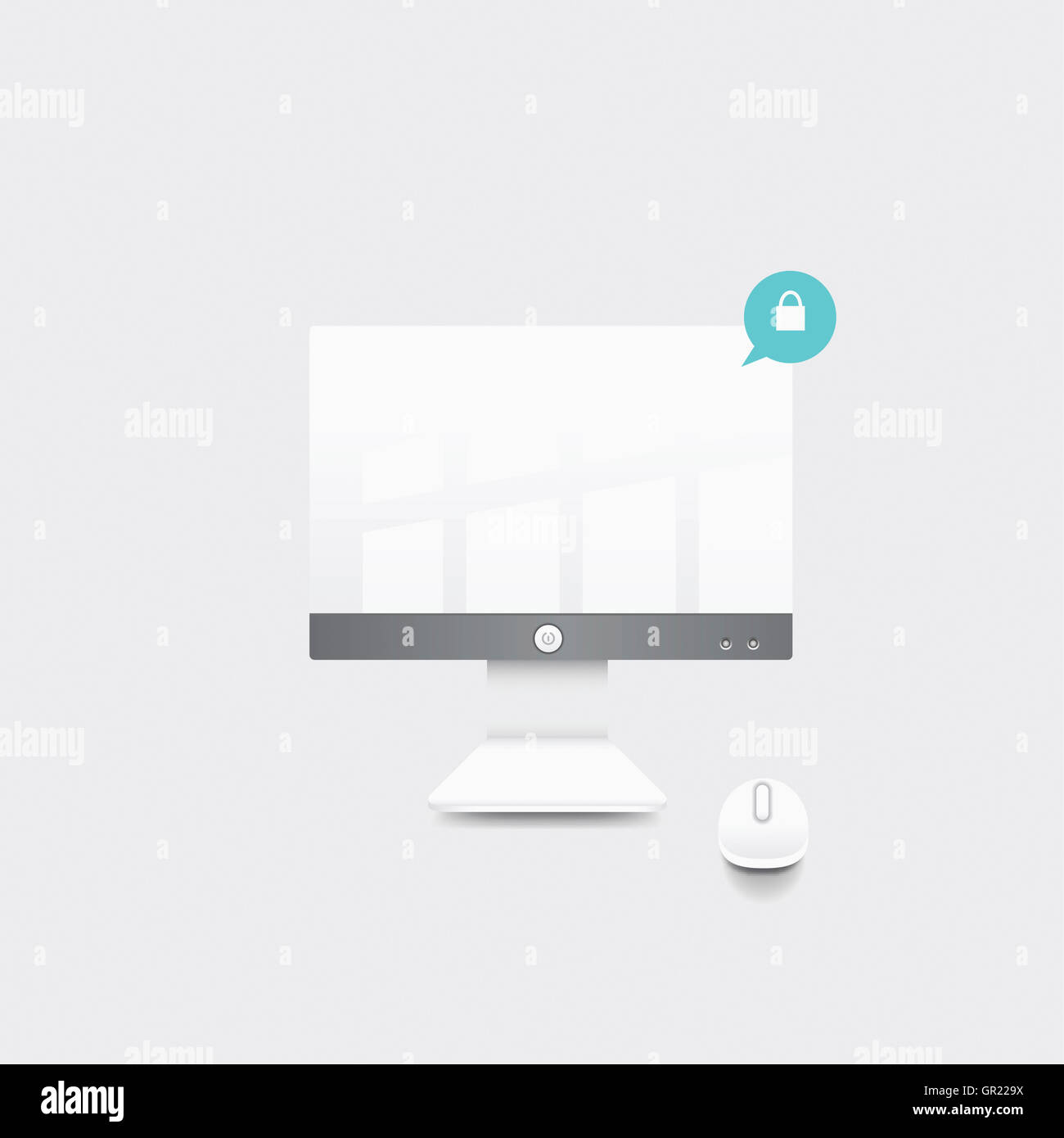 White monitor and mouse Stock Photo - Alamy