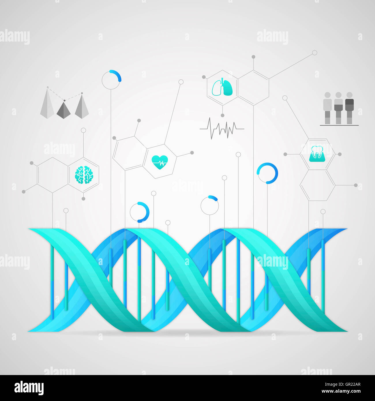 Infographic datum with DNA model Stock Photo - Alamy