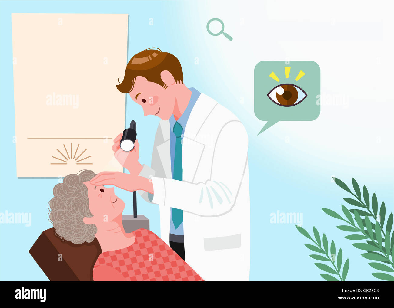 Eye doctor curing old woman Stock Photo - Alamy